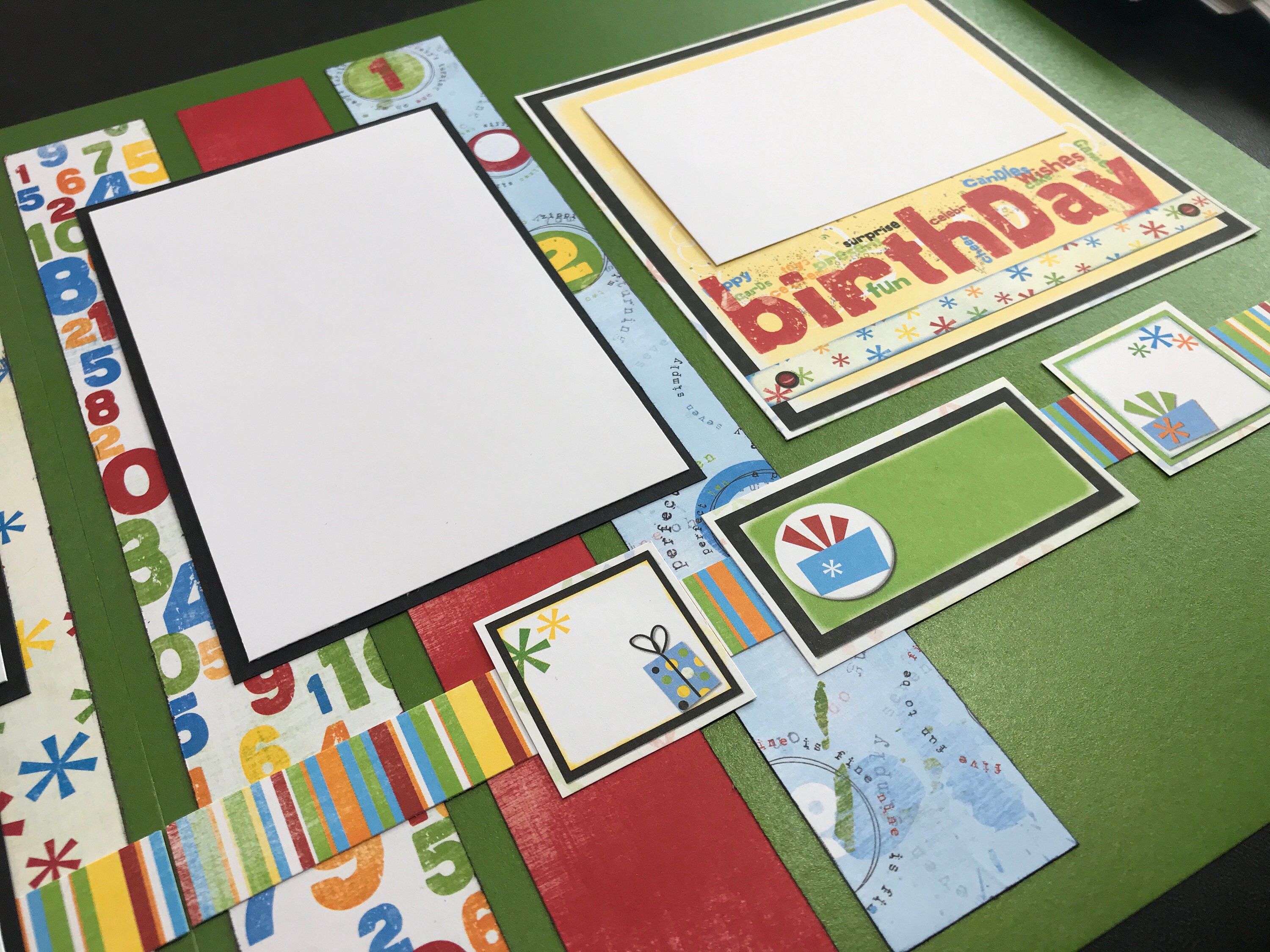 Birthday Surprise 12x12 Scrapbook Page Layout, Precut Scrapbooking Page ...