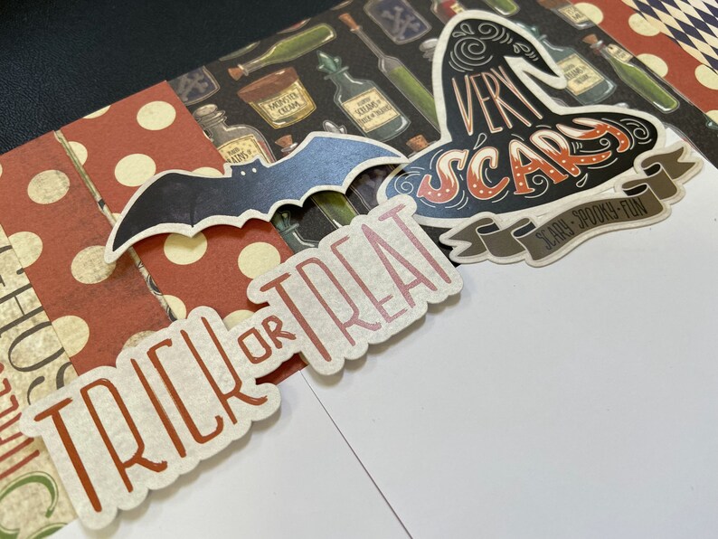 Trick or Treat 12x12 Scrapbook Page Layout Kit, Precut Scrapbooking ...