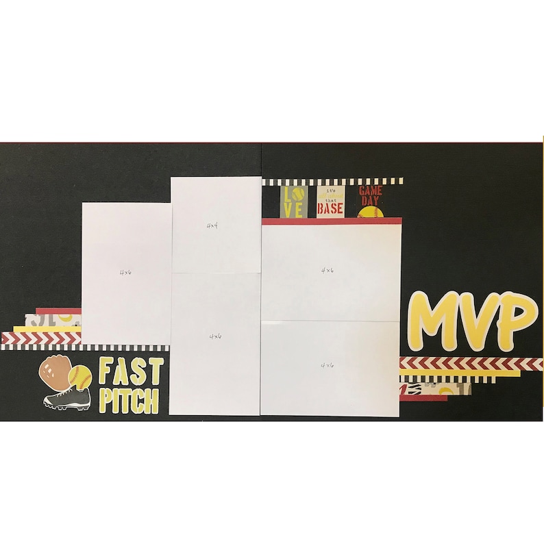 Fast Pitch 12x12 Scrapbook Page Layout Kit, Precut Scrapbooking Page ...