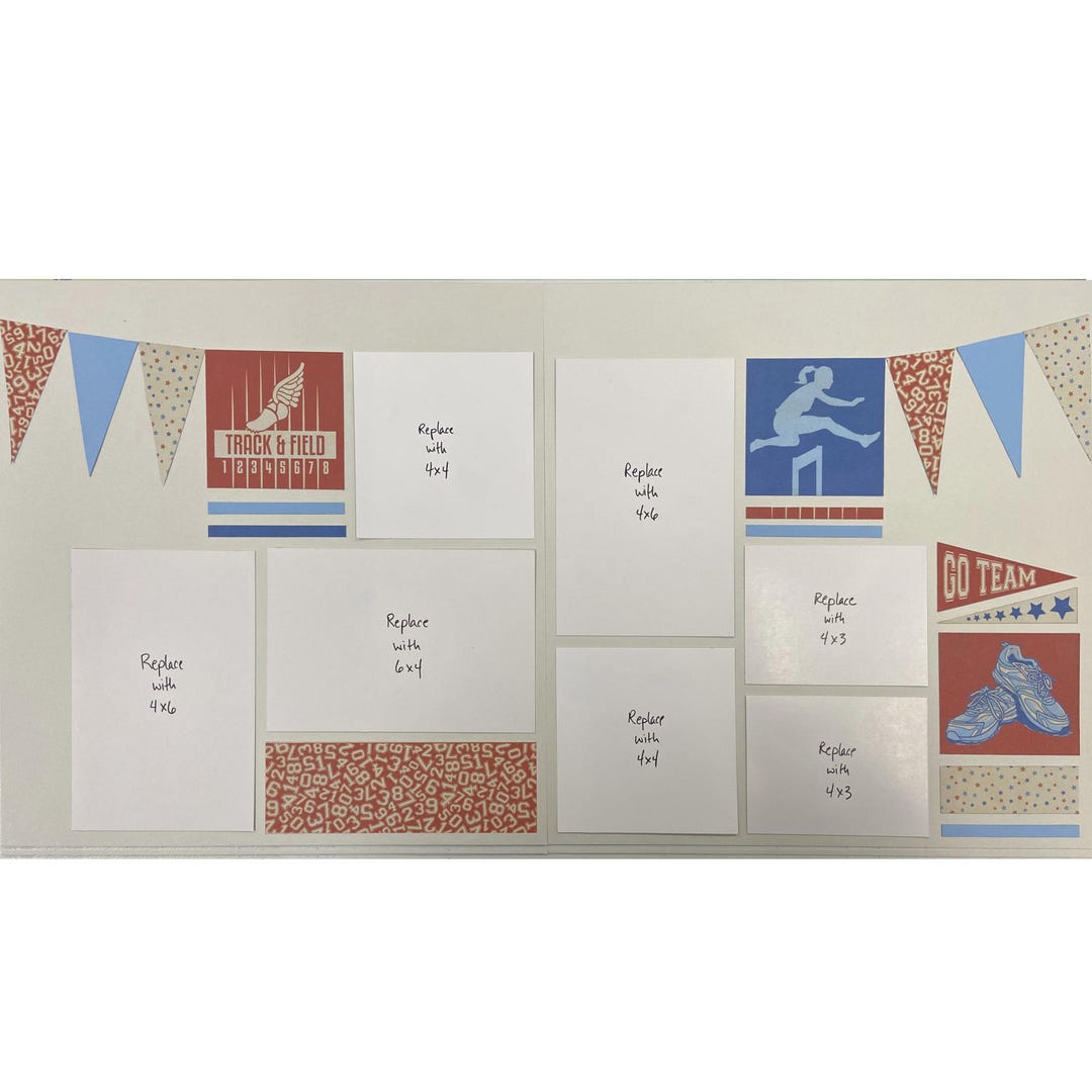 Track and Field 12x12 Scrapbook Page Layout Kit, Precut Scrapbooking ...