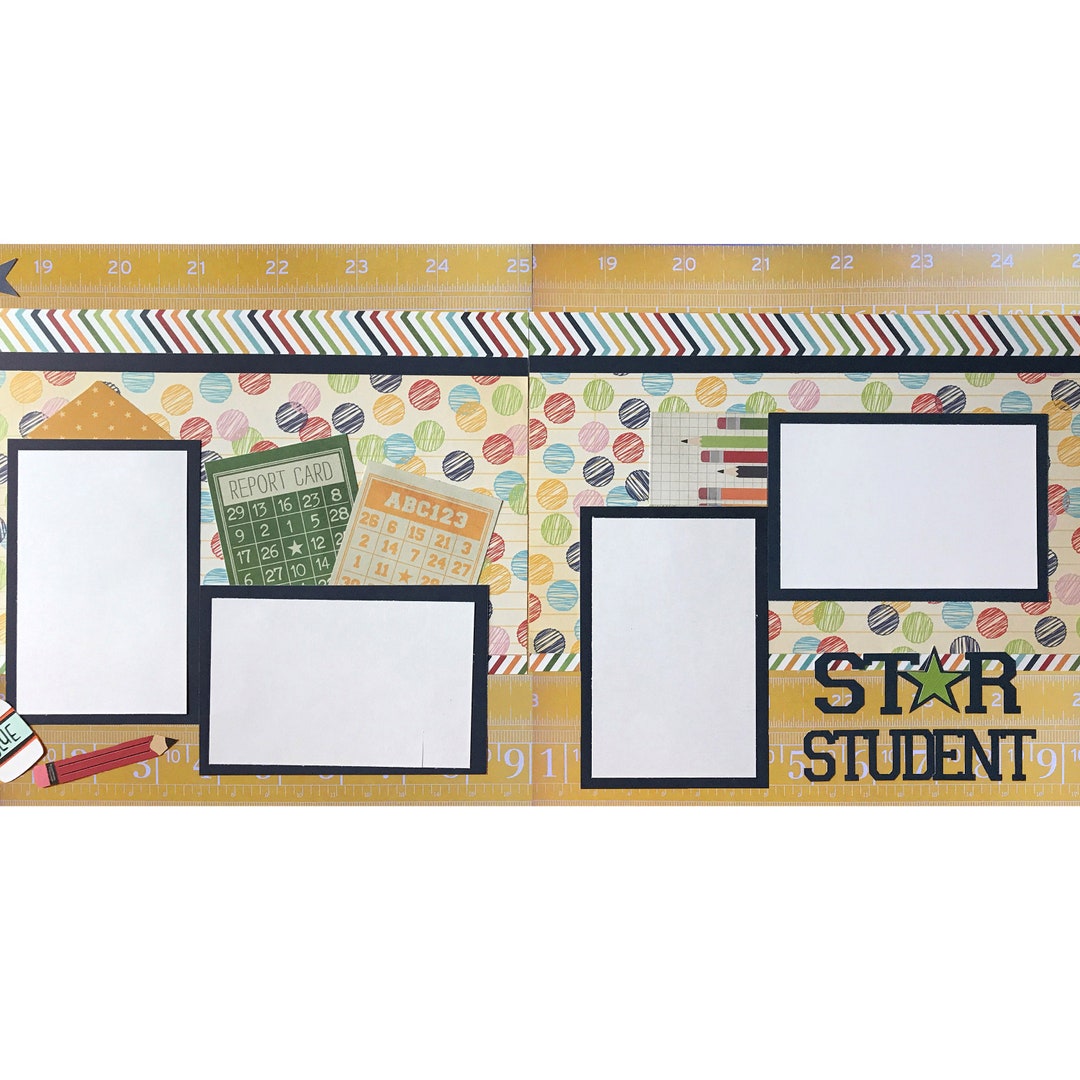 Star Student 12x12 Scrapbook Page Layout Kit, Precut Scrapbooking Page ...