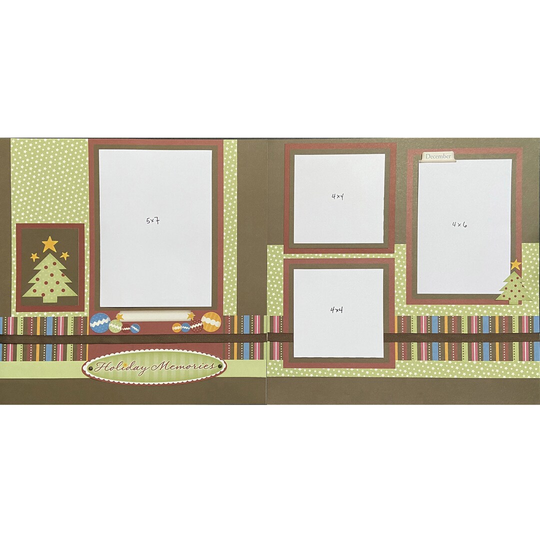 Holiday Memories 12x12 Scrapbook Page Layout Kit, Precut Scrapbooking ...