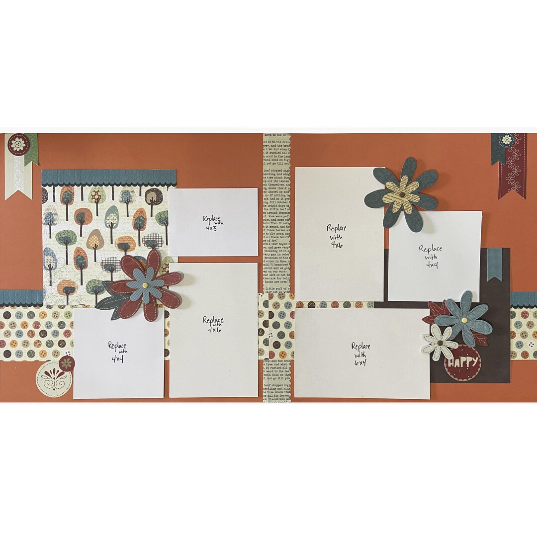 Happy 12x12 Scrapbook Page Layout Kit, Precut Scrapbooking Page Kit ...