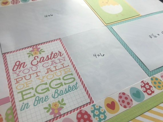Papercraft Happy Hoppy Easter Handmade Premade 12 x 12 layout Scrapbook ...