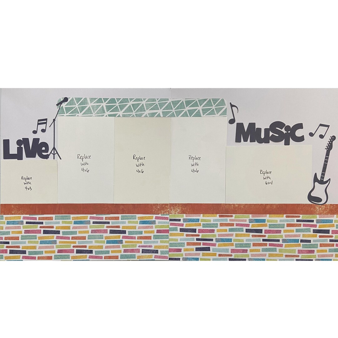 Live Music 12x12 Scrapbook Page Layout Kit, Precut Scrapbooking Page ...