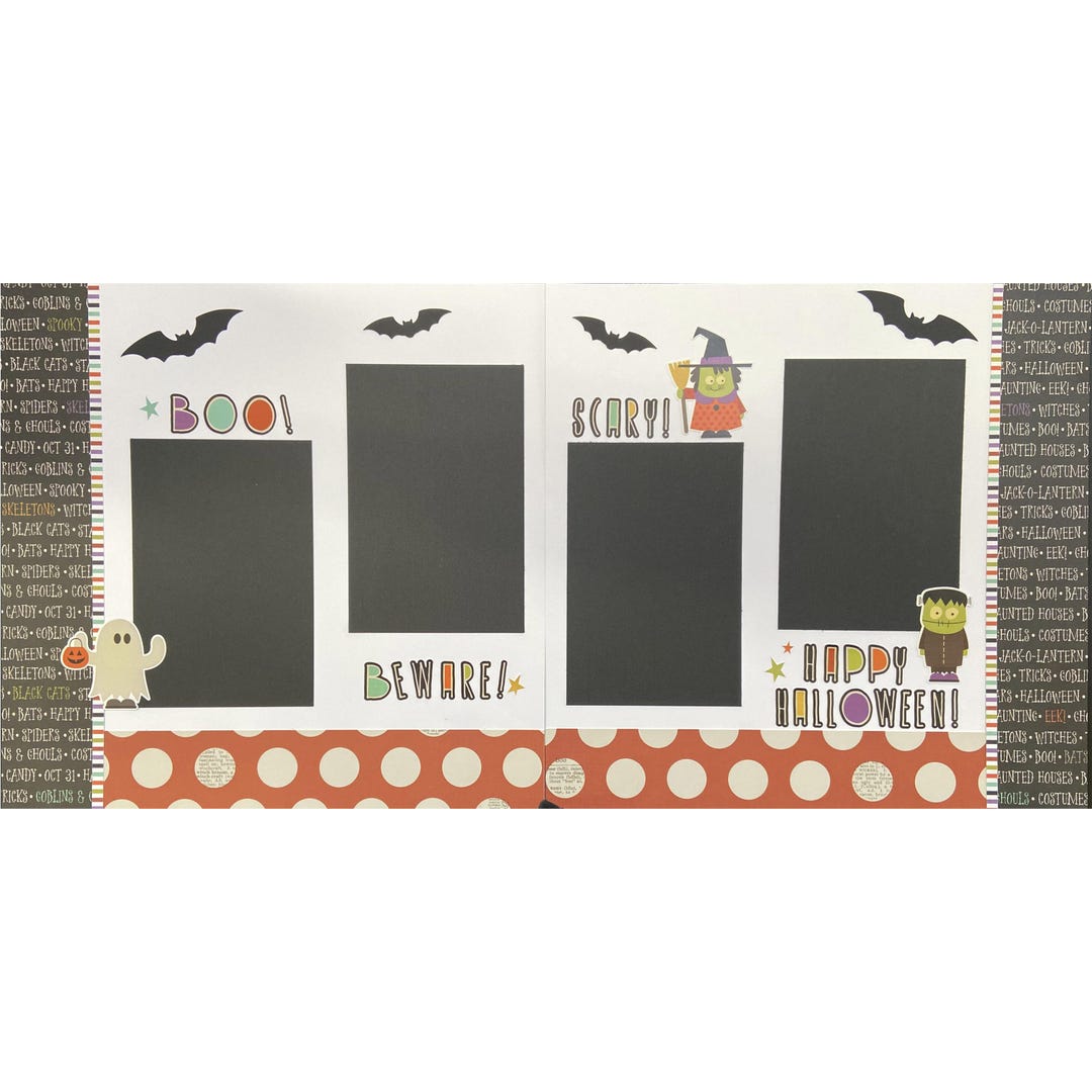 Beware! 12x12 Scrapbook Page Layout Kit, Precut Scrapbooking Page Kit ...