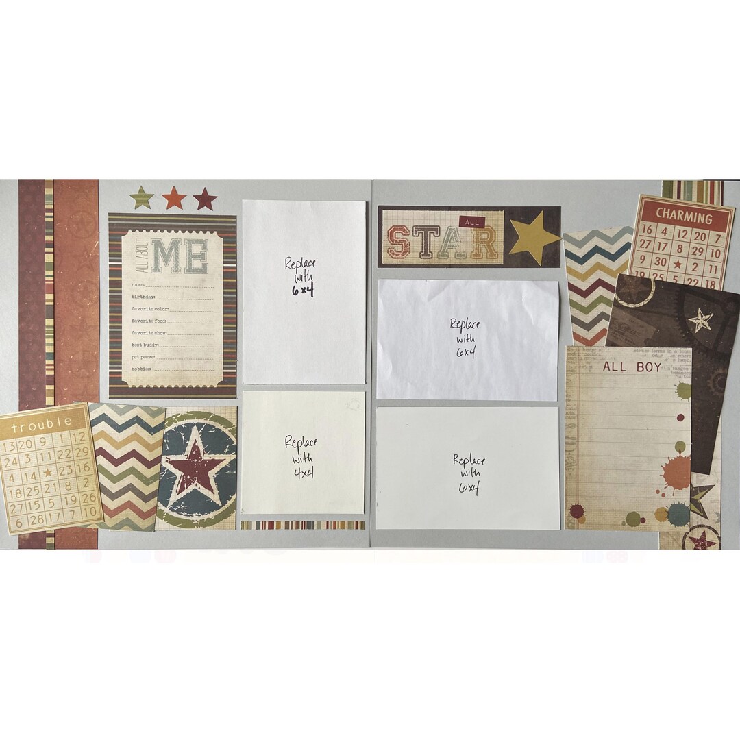 All Boy 12x12 Scrapbook 2 Page Layout, Assembled, Scrapbooking Pages ...