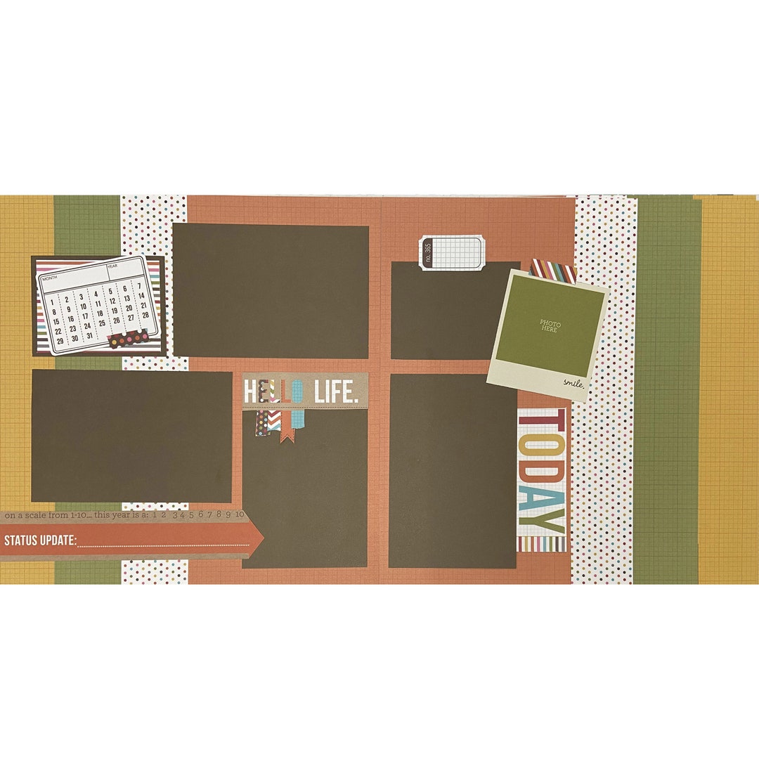 Hello Life 12x12 Scrapbook Page Layout Kit, Precut Scrapbooking Page ...
