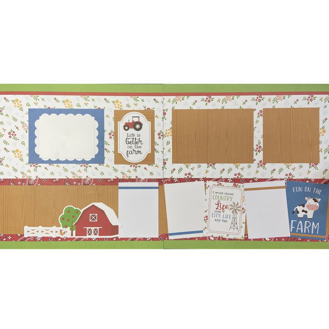 Fun on the Farm 12x12 Scrapbook Page Layout Kit, Precut Scrapbooking ...
