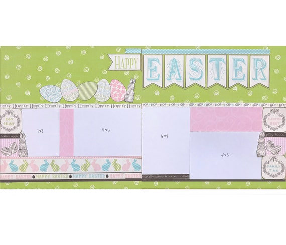 Happy Easter 12x12 Scrapbook Page Layout Kit Precut - Etsy