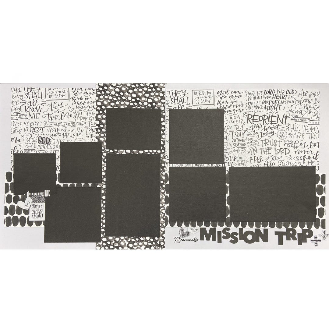 Mission Trip 12x12 Scrapbook Page Layout Kit, Precut Scrapbooking Page ...