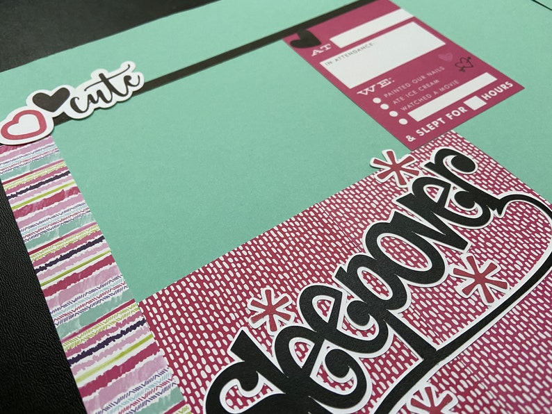 Sleepover 12x12 Scrapbook Page Layout Kit, Precut Scrapbooking Kit ...