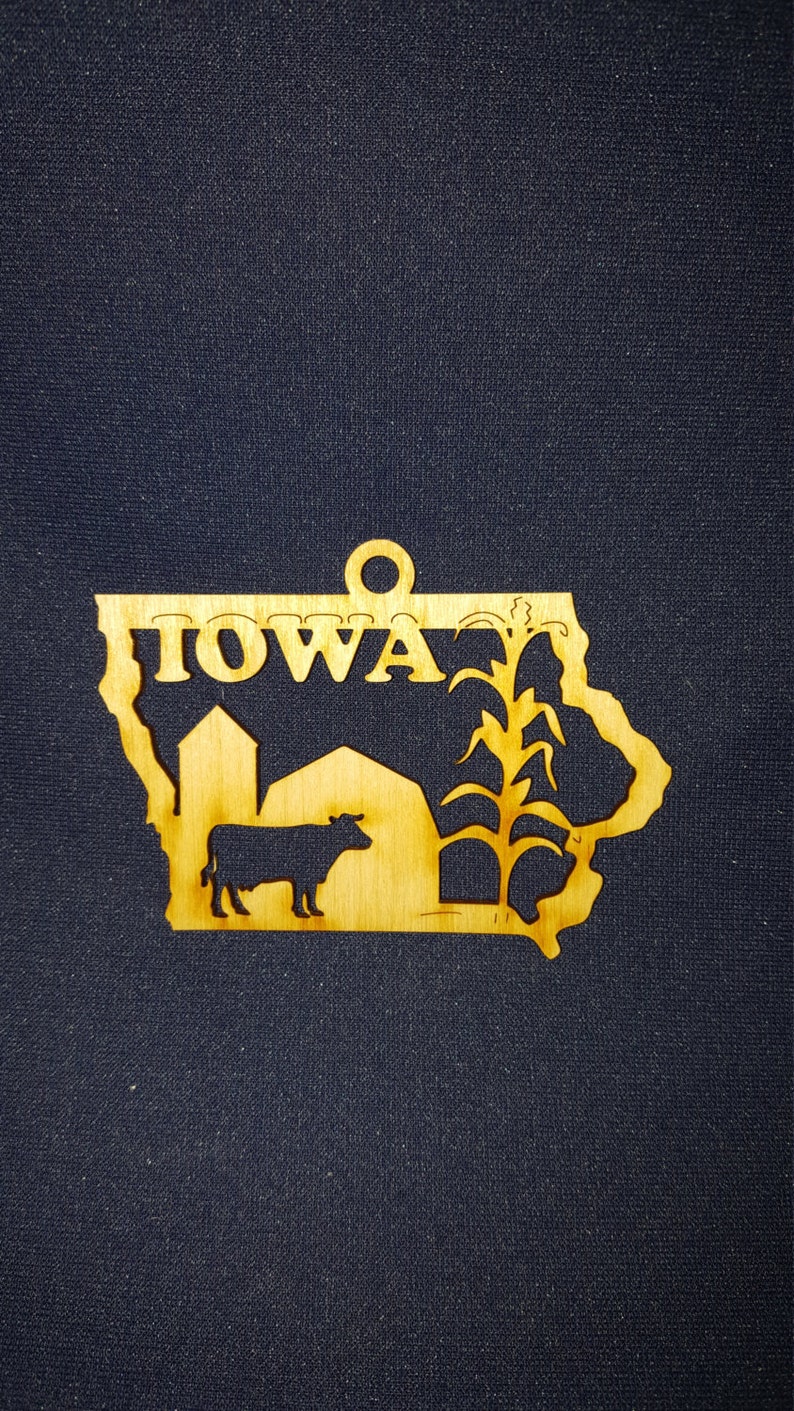 Iowa State Ornament Laser Cut Wood - Etsy