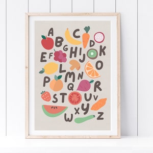 Fruit & Veggie Alphabet Print Digital Download Printable Wall Art ...