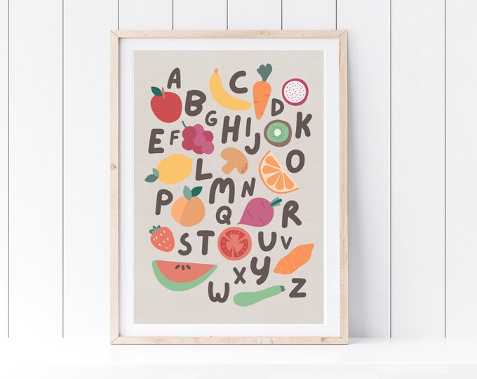 Fruit & Veggie Alphabet Print | Digital Download | Printable Wall Art ...