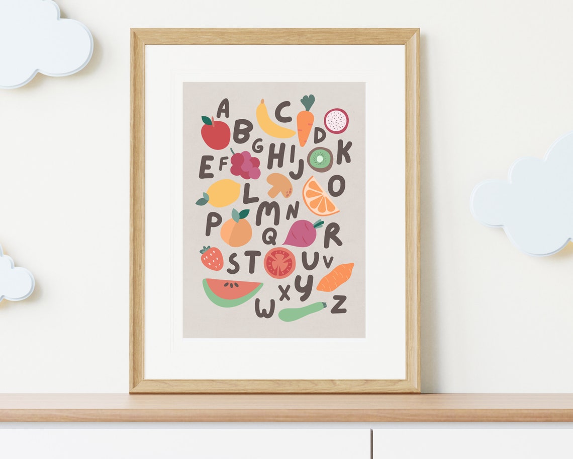 Fruit & Veggie Alphabet Print Digital Download Printable Wall Art ...