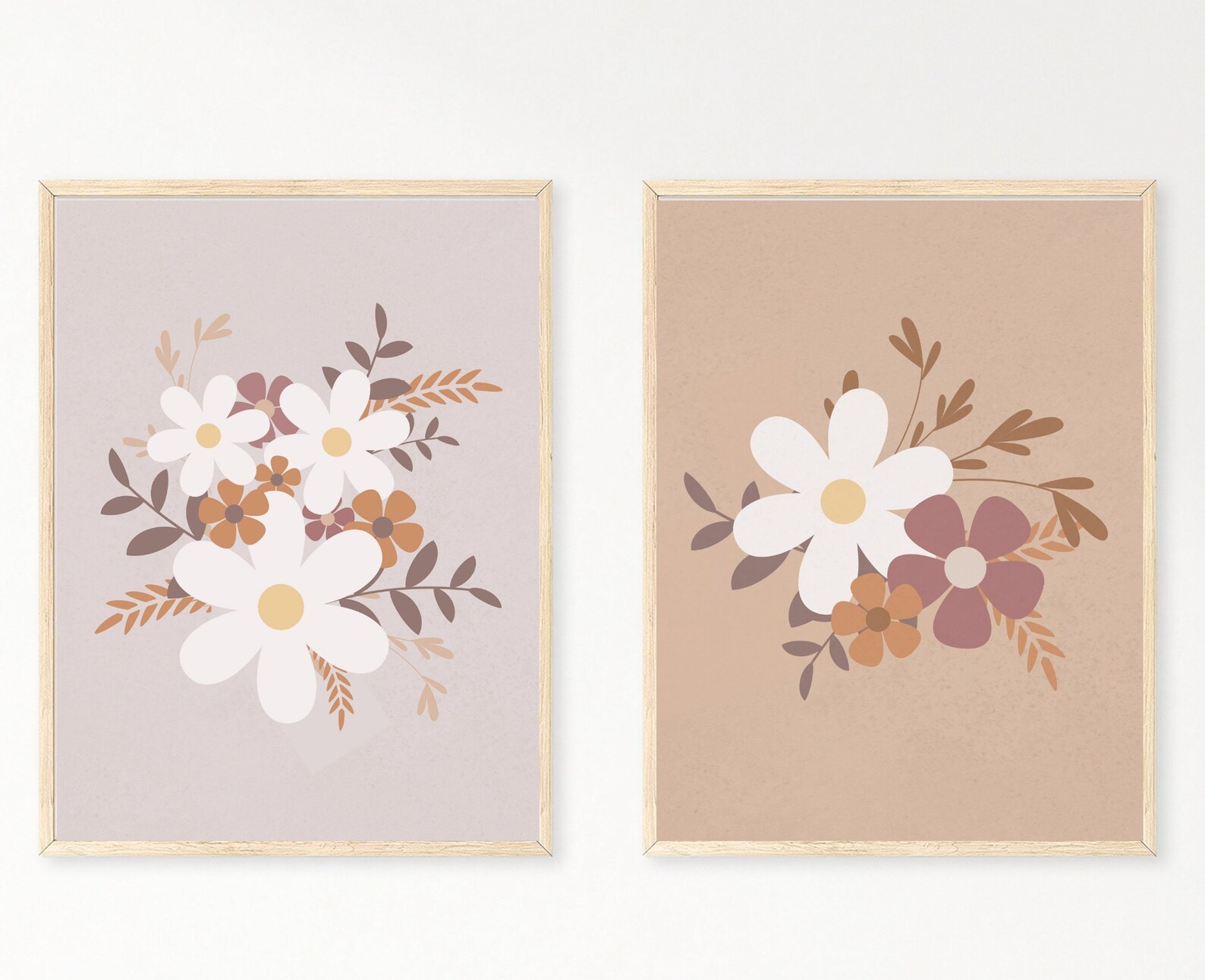 Boho Daisy Prints, Set of 2, Digital Download, Printable Wall Art ...