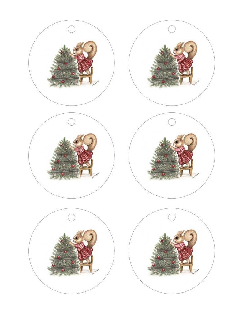 Christmas Gift Tags, Printable Gift Tags, Instant Download, Hand Drawn ...