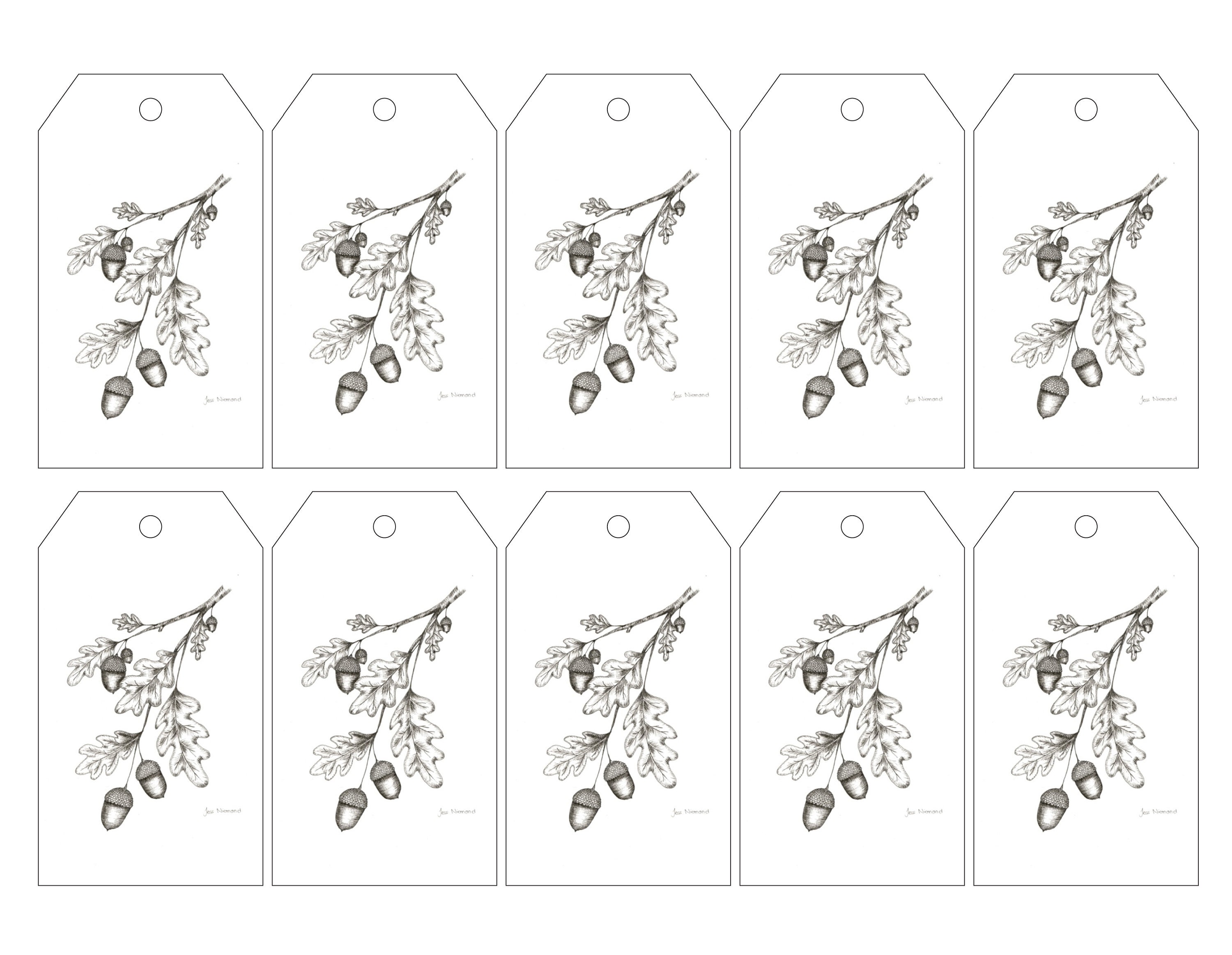 Printable Gift Tags, Instant Download, Digital Download, Pen and Ink ...
