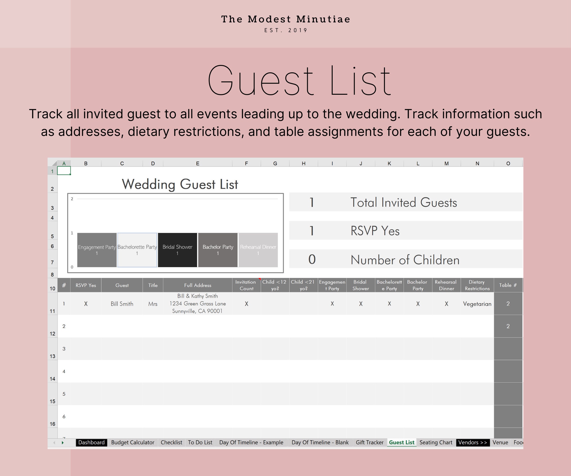 Comprehensive Wedding Planning Excel Template - Gray - Etsy