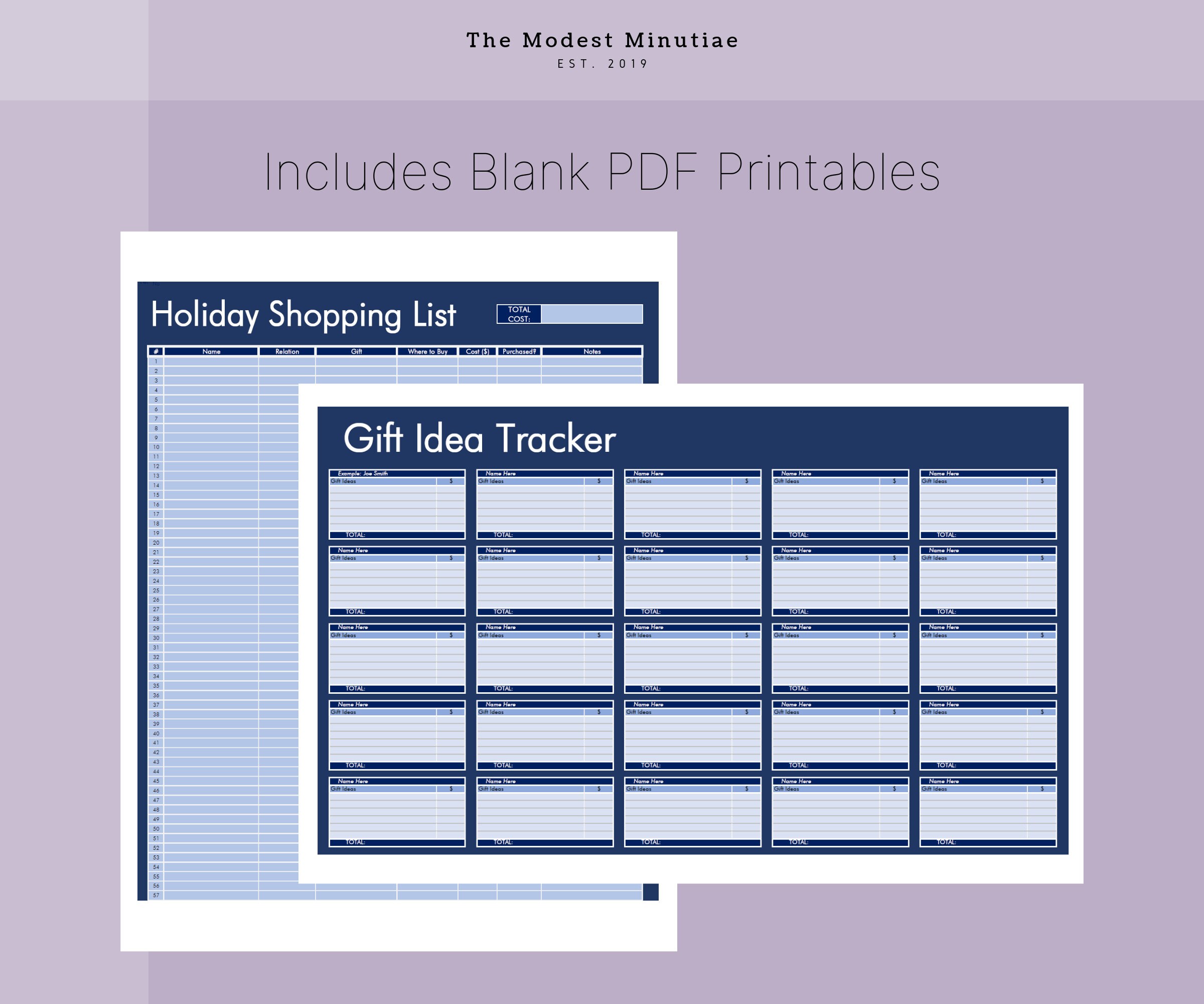 Holiday Excel Gift Planning & Printable Shopping List - Etsy