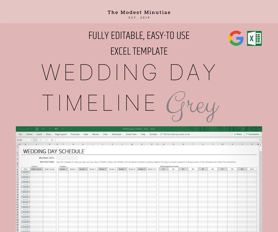 Day Of Wedding Timeline Template Excel