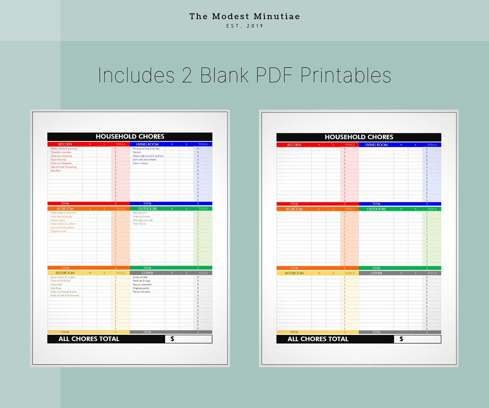Chore Chart & Allowance Excel Tracker - Etsy