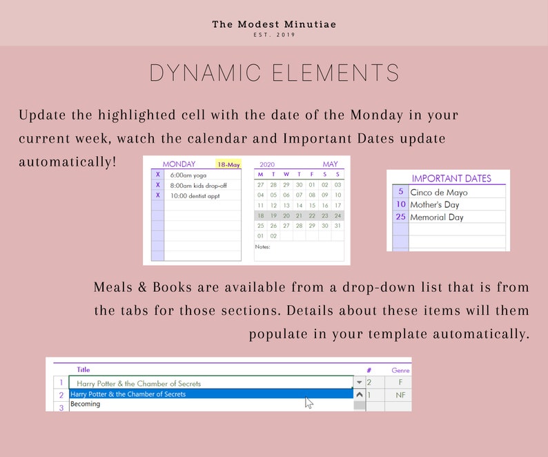 Weekly Bullet Journal - Purple Excel Template - Etsy