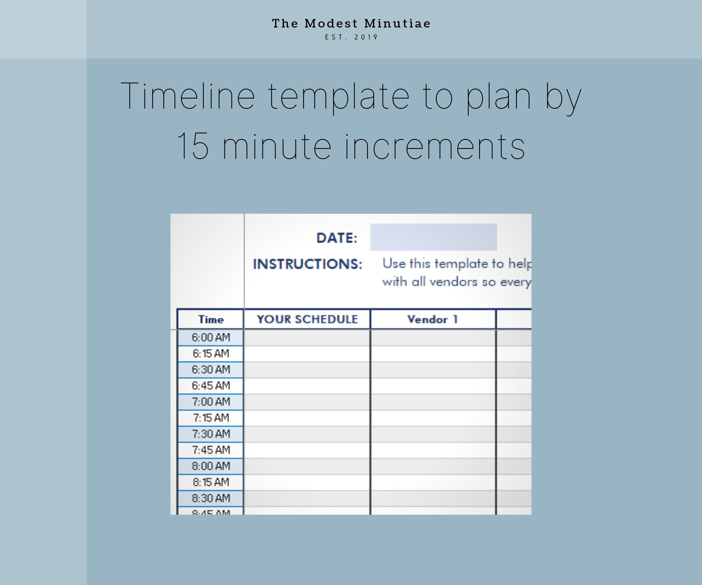Quinceanera Vendor Timeline & Day of Schedue | Excel and Google Sheets ...