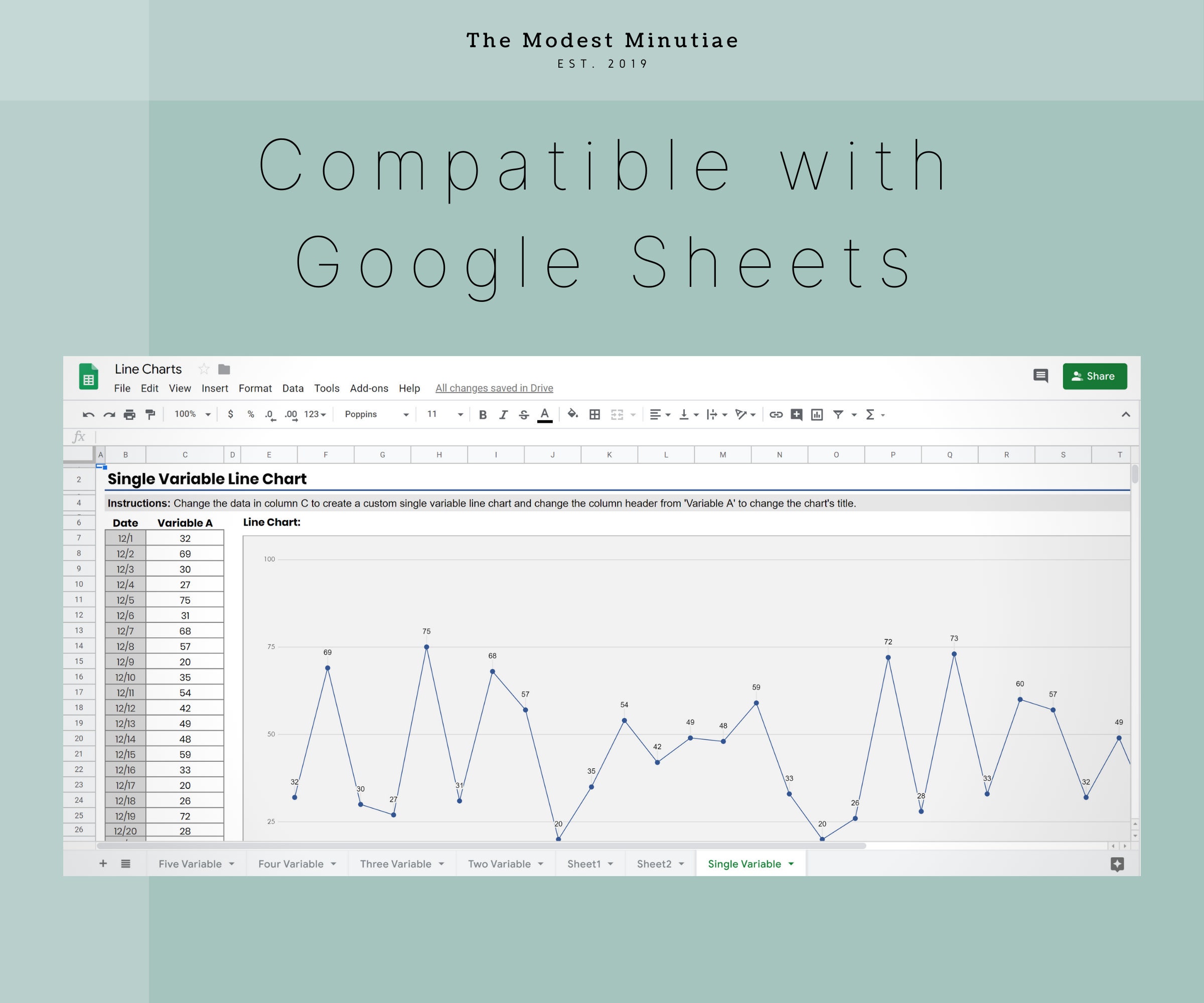 Basic Line Chart Excel Template - Multiple Variables - Etsy