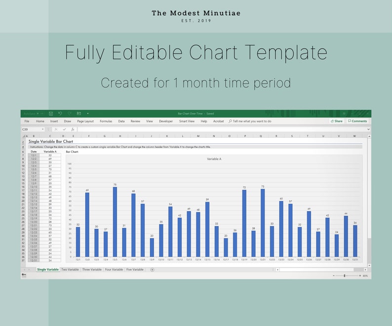 Basic Bar Chart Excel Template - Multiple Variables - Etsy