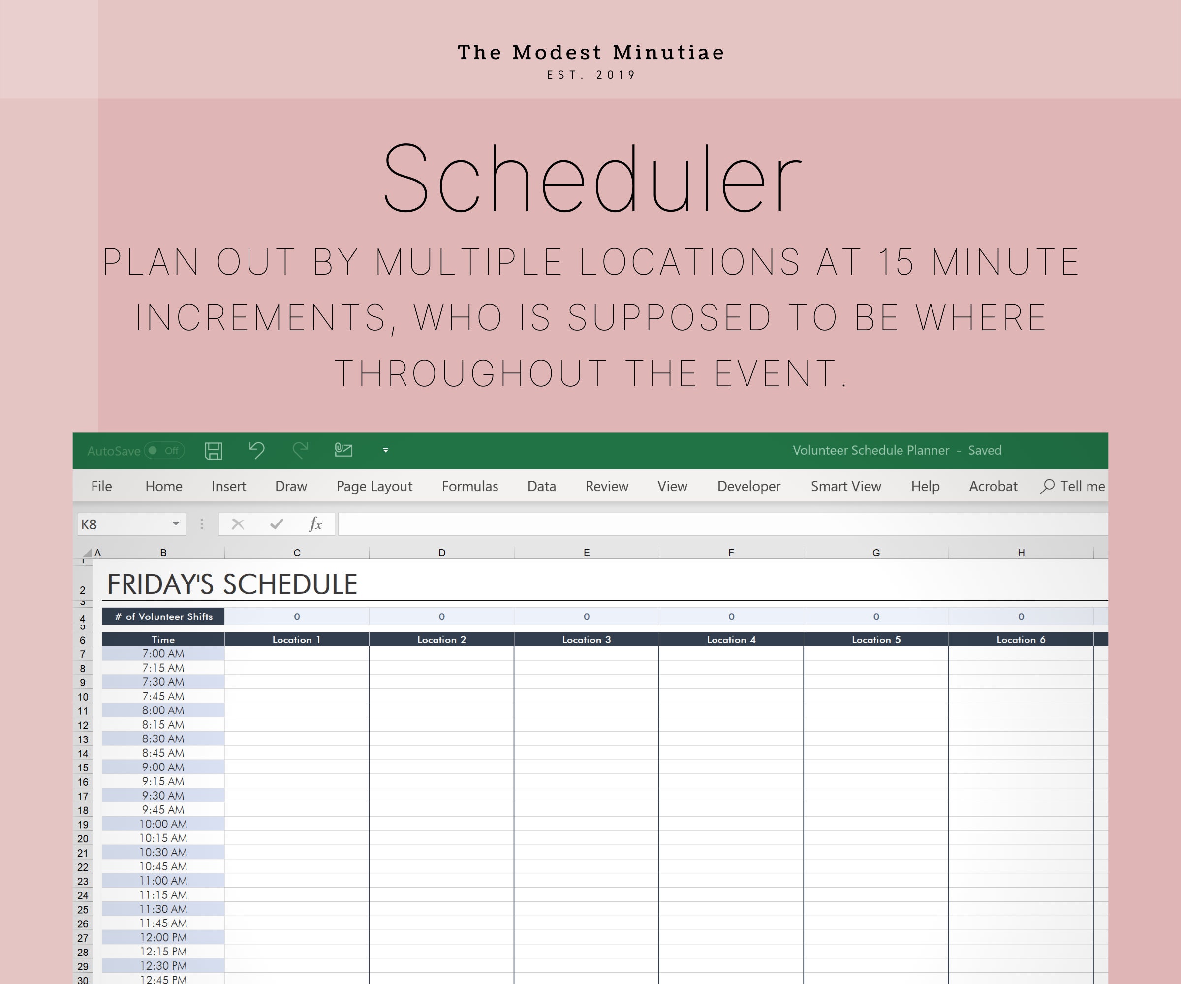 Volunteer Scheduling Blue Template - Excel and Google Sheets - Etsy