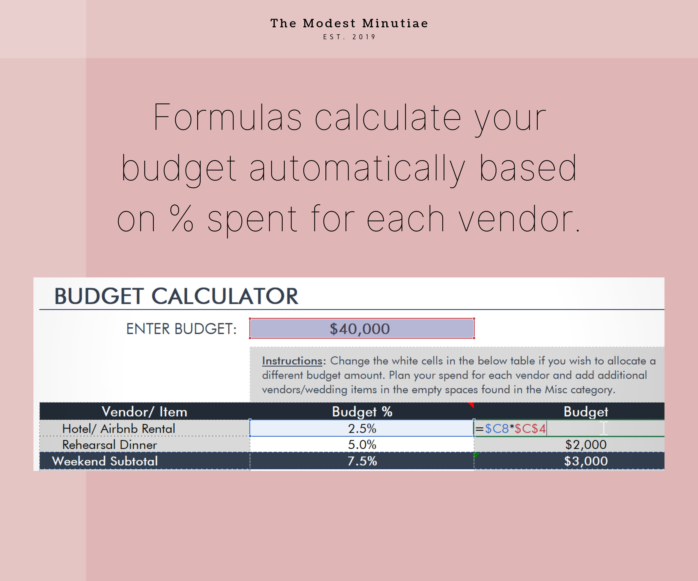 Wedding Budget Calculator Fully Interactive Excel Template - Etsy
