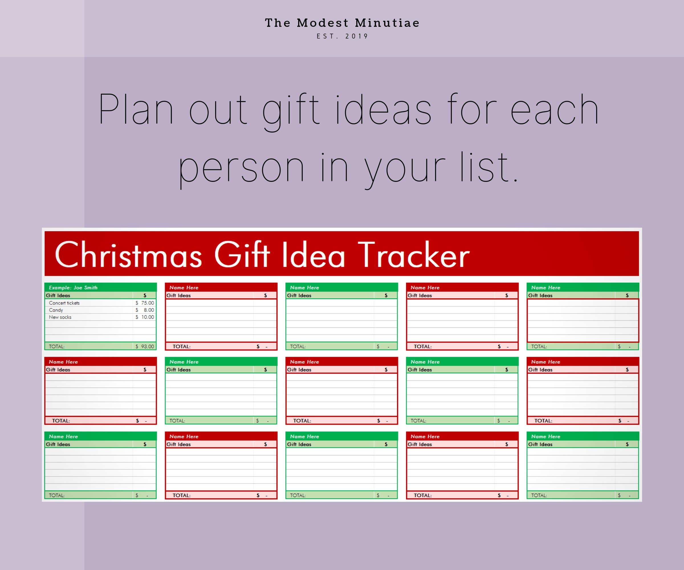 Christmas Gift Excel Planning & Printable Shopping List - Etsy UK