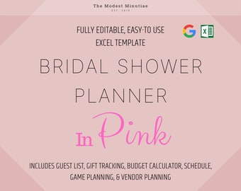 Bridal Shower Planner Excel Spreadsheet Template Bridal - Etsy