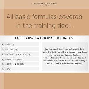 Excel Basic Formulas Tutorial Template - Etsy