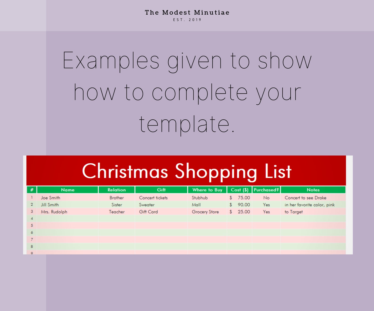 Christmas Gift Excel Planning & Printable Shopping List - Etsy