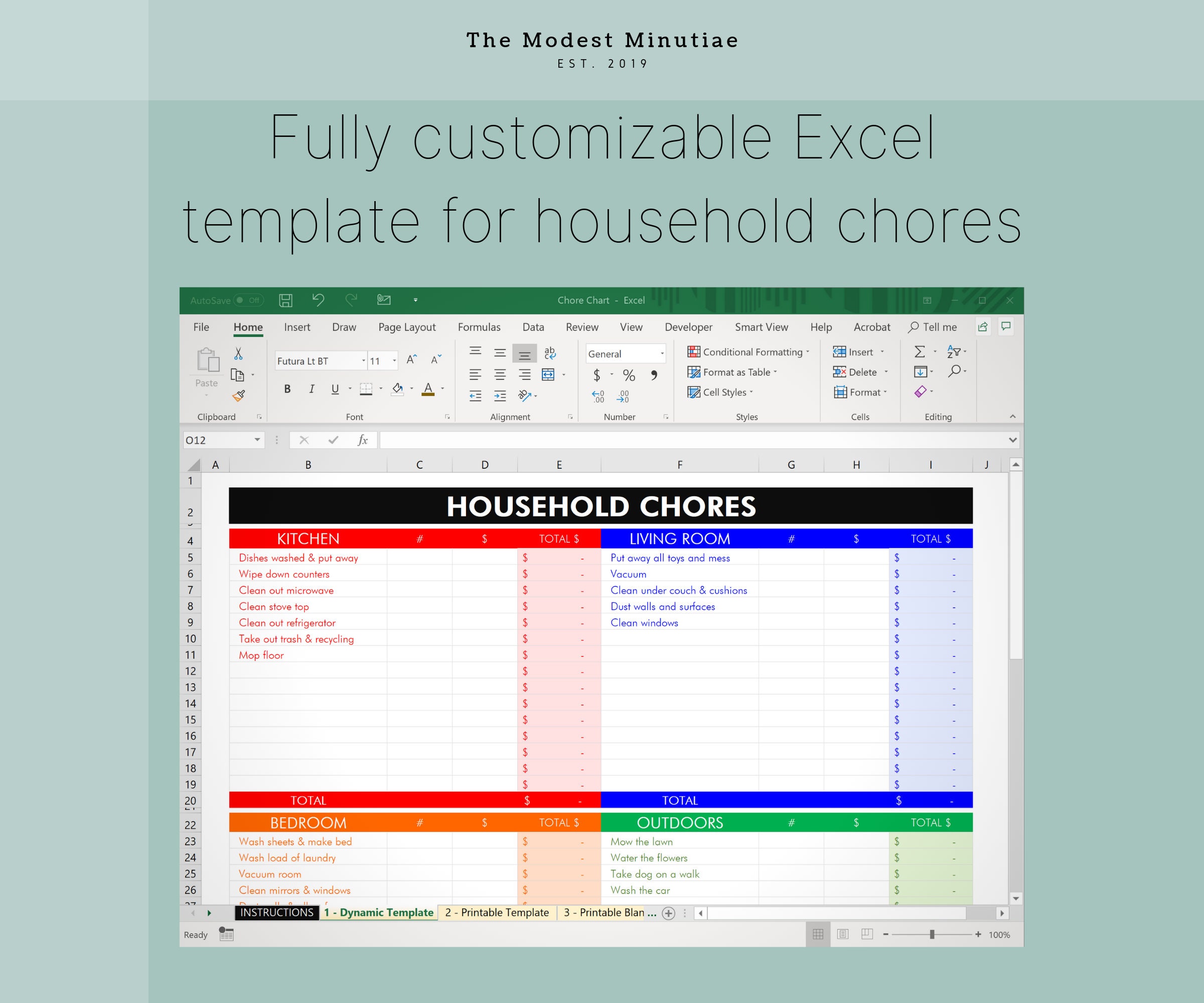 Chore Chart & Allowance Excel Tracker - Etsy
