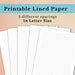 Printable Lined Paper PDF. Letter Size. Wide Ruled, College Ruled, 5mm ...
