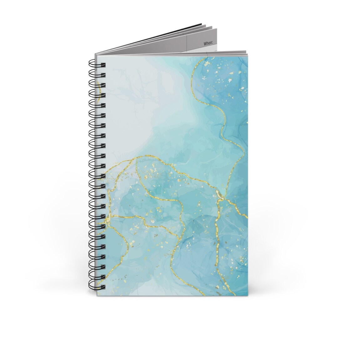 Dot Grid Planner | 5x8 | Light Blue Marble | Spiral Bound Notebook - Etsy