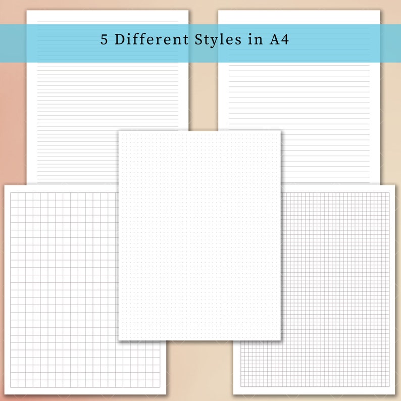Printable Paper Bundle PDF -A4 Size- Graph, Dotgrid and Lined - 5 ...