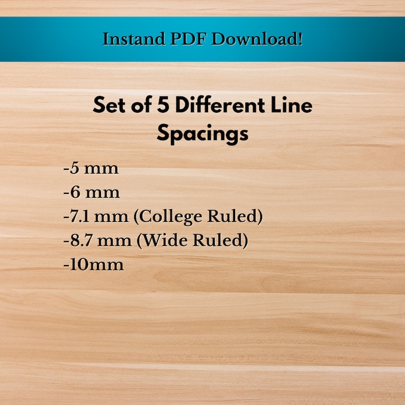 Printable Lined Paper PDF. Letter Size. Wide Ruled, College Ruled, 5mm ...
