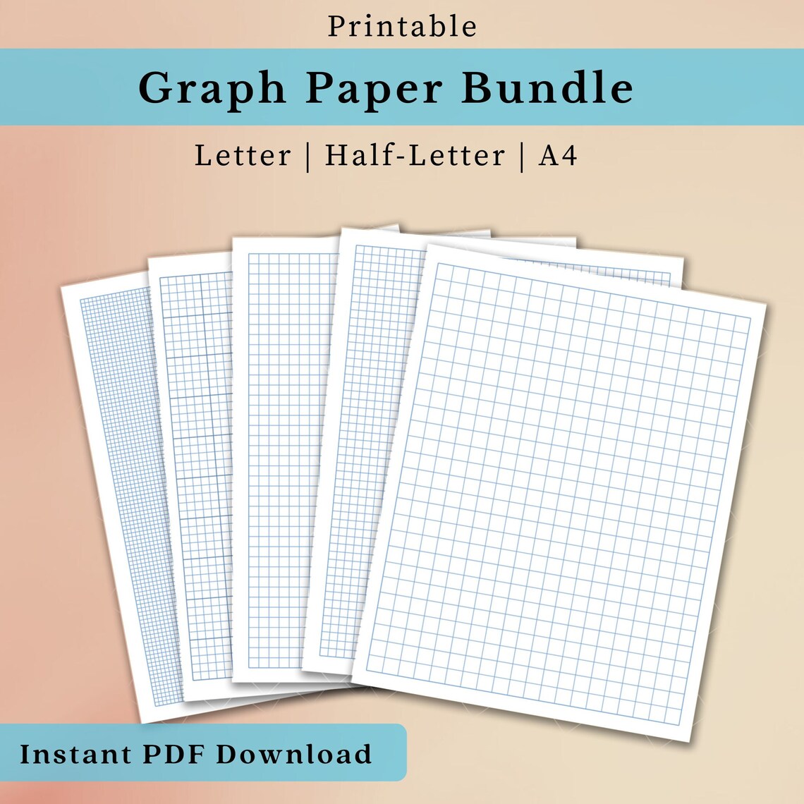 Printable Graph Paper PDF | 2.5mm, 10mm, 4x4, 5x5 and 5x5 Multi-line ...