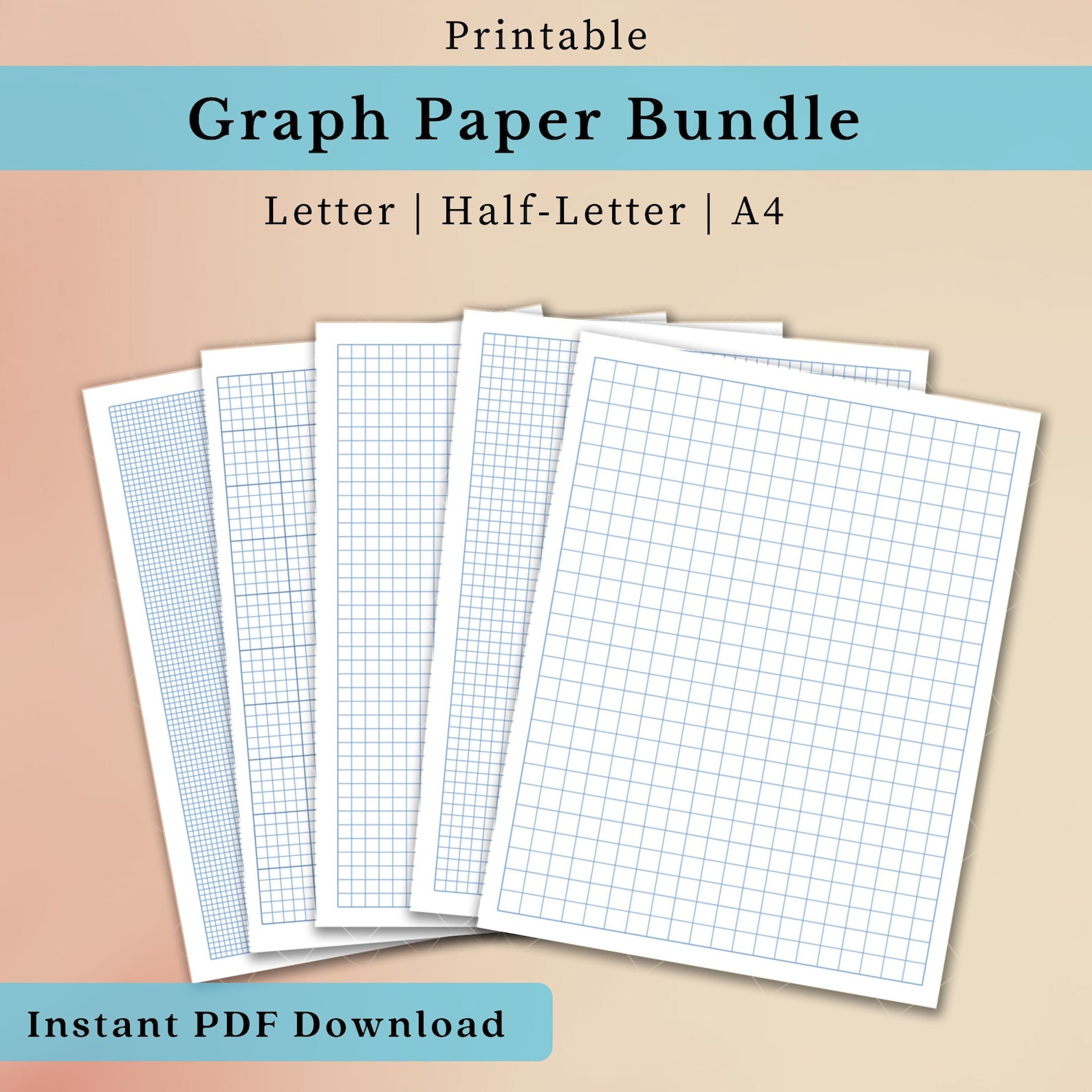 Printable Graph Paper PDF | 2.5mm, 10mm, 4x4, 5x5 and 5x5 Multi-line ...