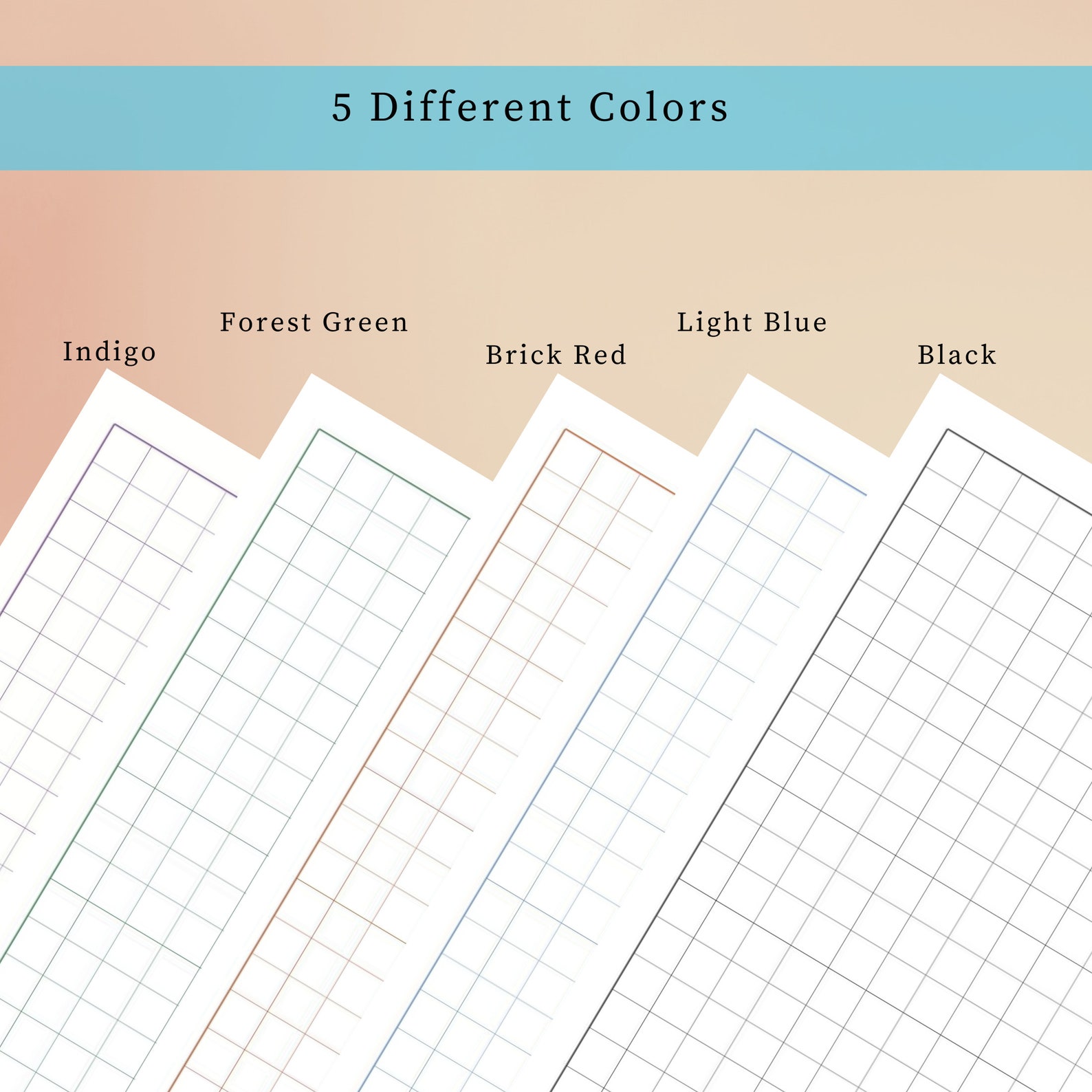 Colored Printable Graph Paper PDF -letter & A4- 2.5mm, 10mm, 4x4, 5x5 ...