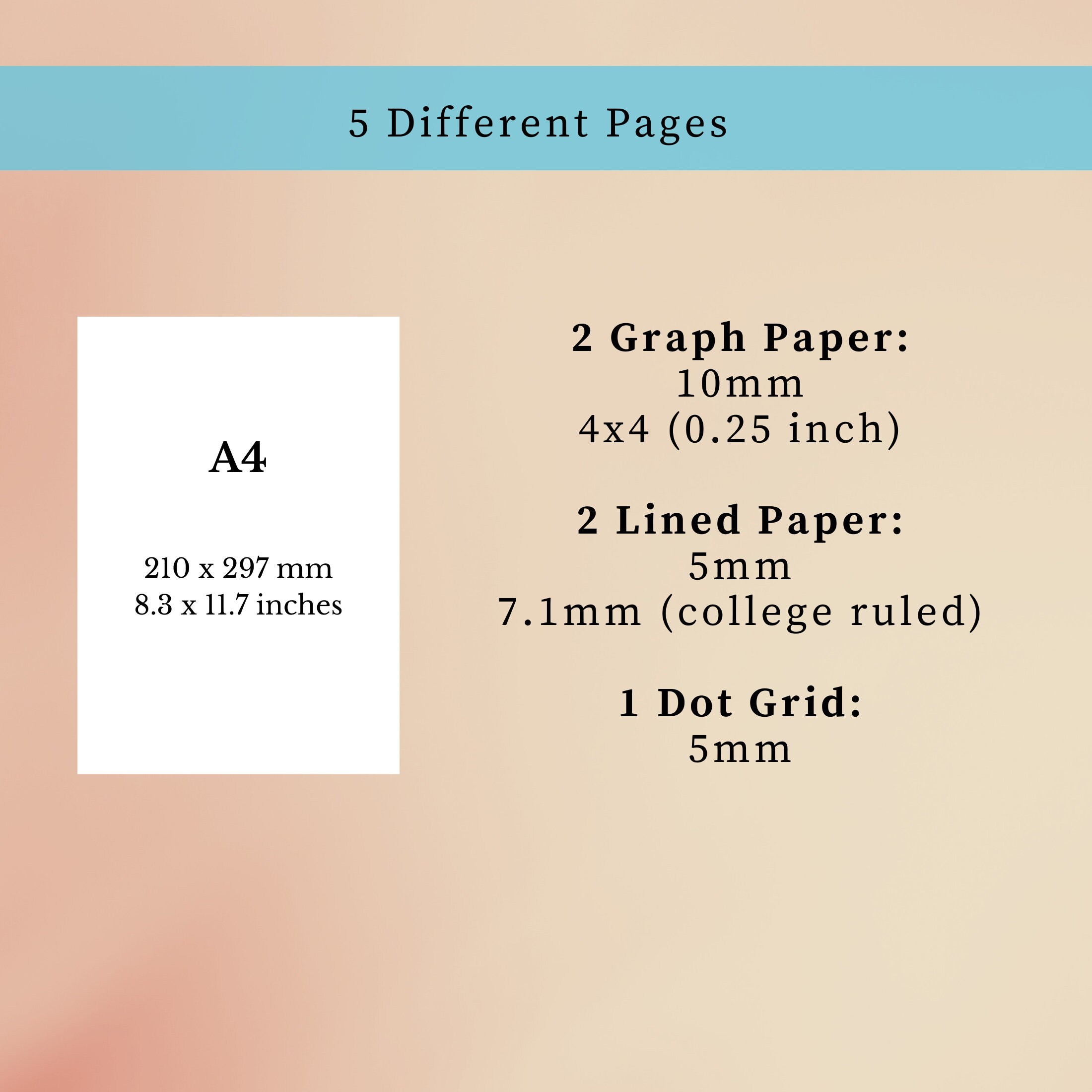 Printable Paper Bundle PDF A4 Size Graph, Dotgrid and Lined 5 Different ...