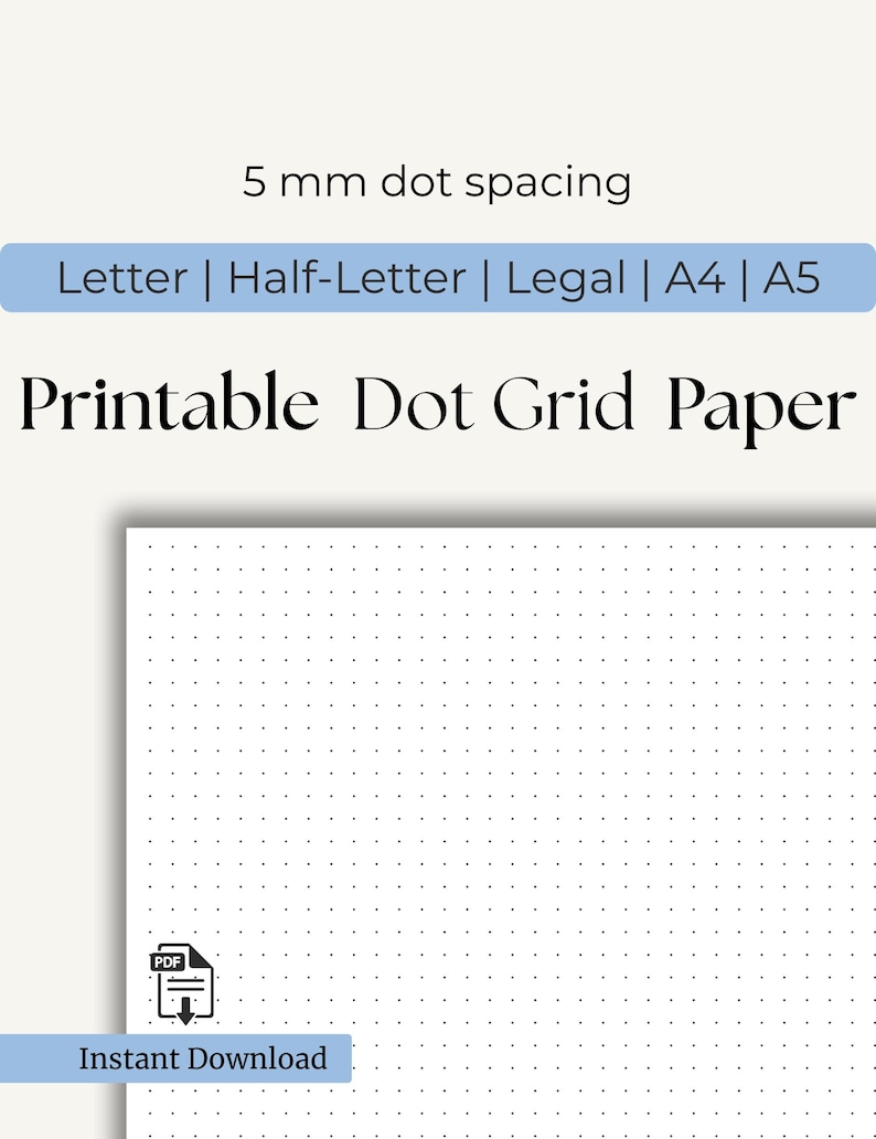 Printable Dot Grid Graph Paper | A4, A5, Legal, Half-letter and Letter ...