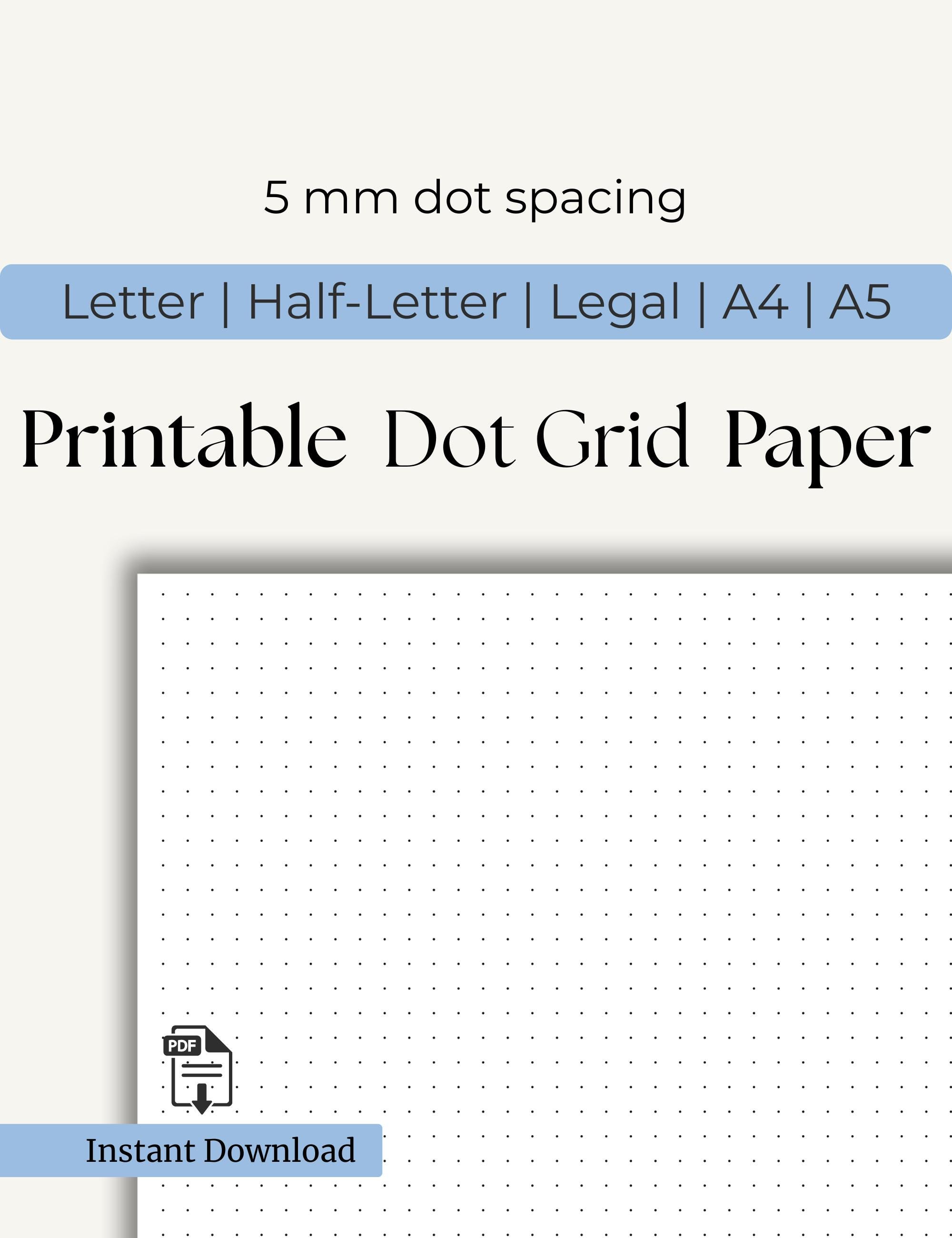 Printable Dot Grid Graph Paper | A4, A5, Legal, Half-letter and Letter ...