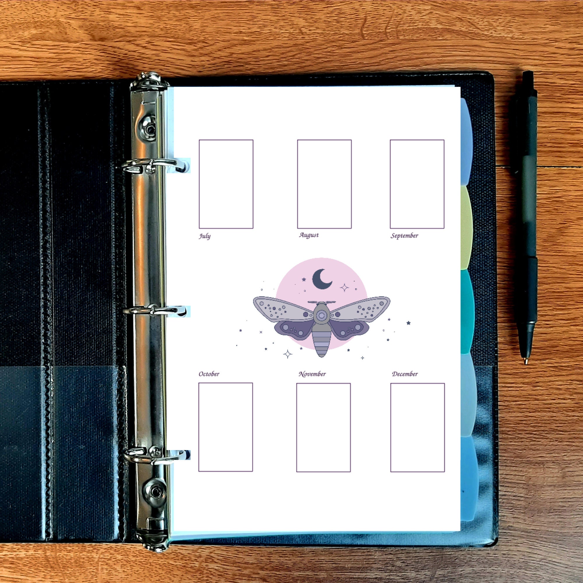 Printable TAROT Dot Grid - Year Spread - Mystic Moth | Letter and A5 ...