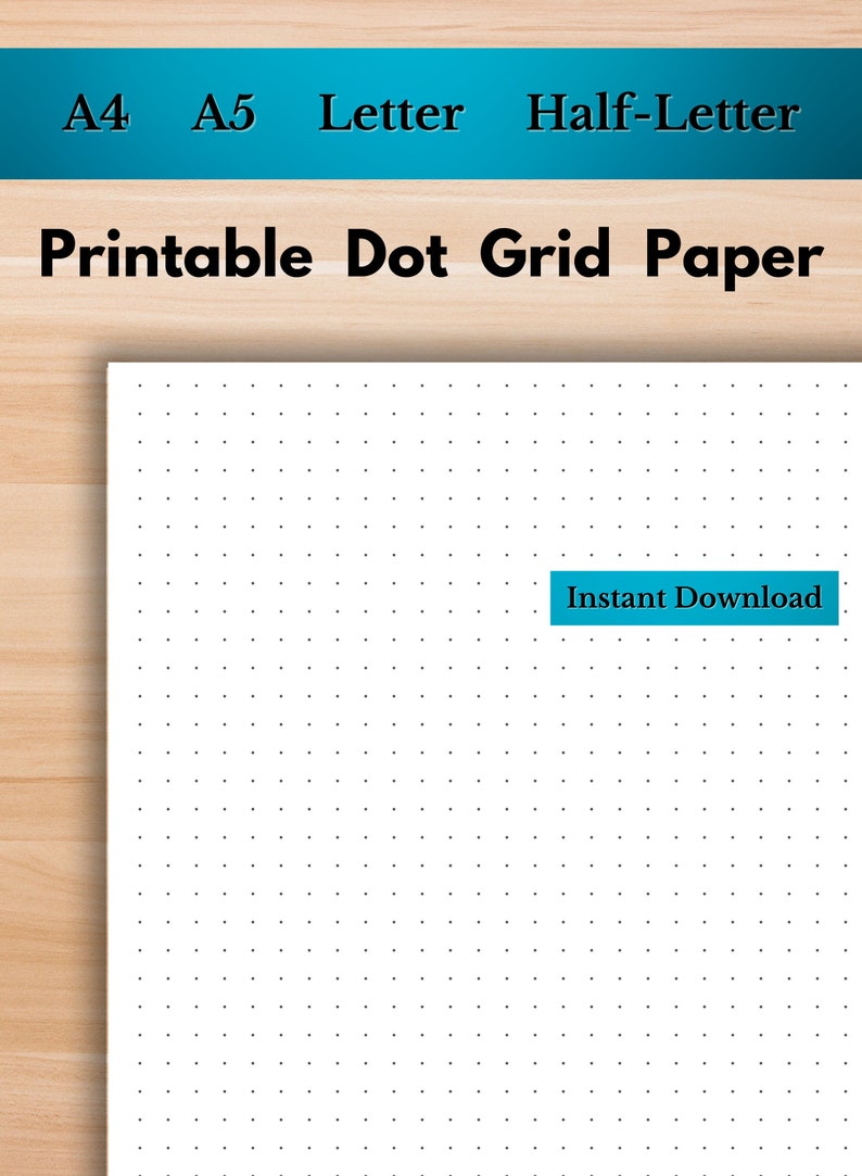 Printable Dot Grid Graph Paper A4, A5, Half-letter and Letter Print at ...